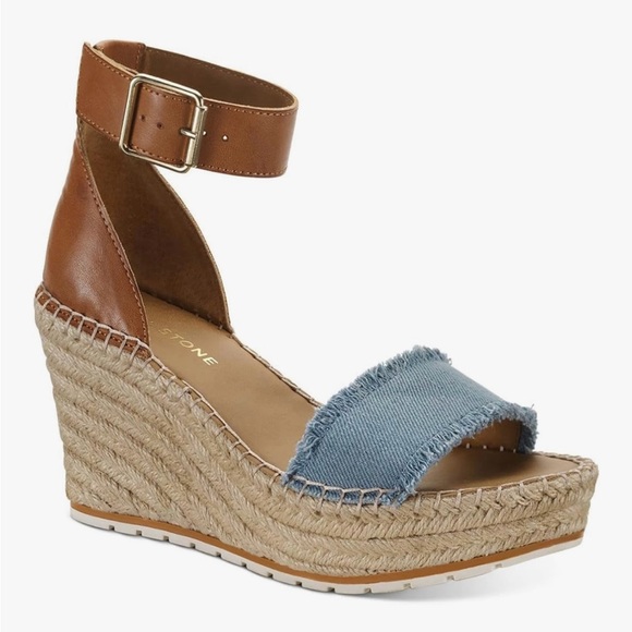 Sun + Stone | Shoes | New Sun Stone Sammi Denim Tan Espadrille Wedge ...